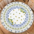 Boho Lemon Round Fitted Tablecloth with Elastic Edge Summer Blue Yellow ...