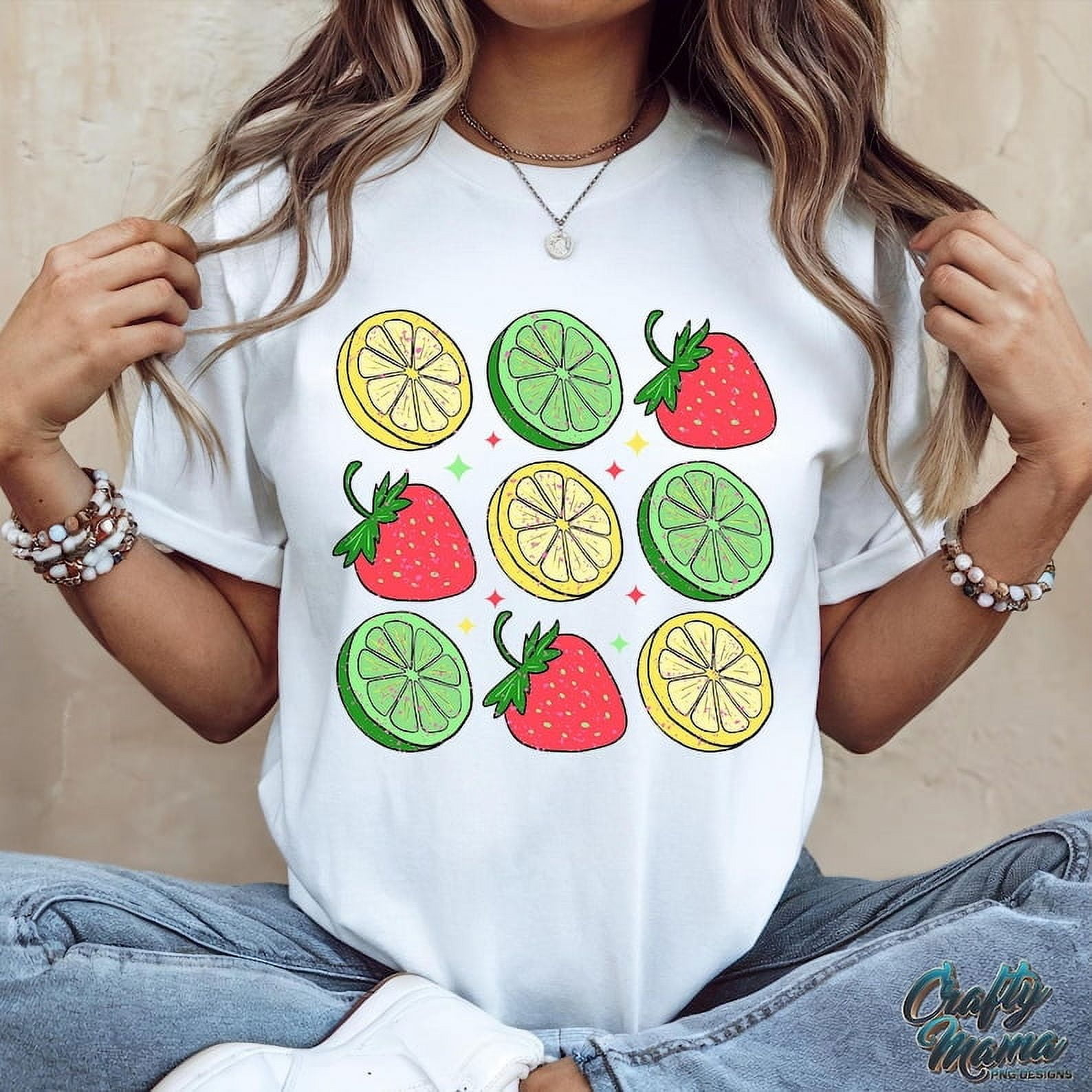 Boho Lemon T-Shirt, Strawberry and Lime Shirt, Boho Preppy Fruit Shirt ...