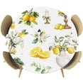 Boho Lemons Round Tablecloth 45-54 Inch Round Fitted Table Cloth with ...