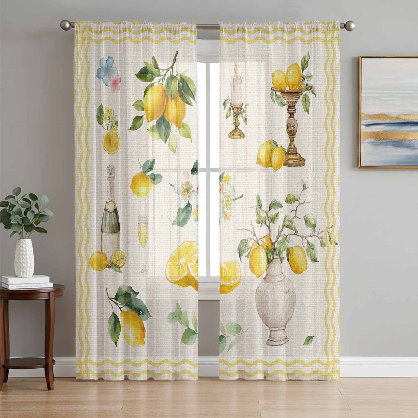 Boho Lemons Sheer Curtains for Living Room Bedroom Summer Vintage ...
