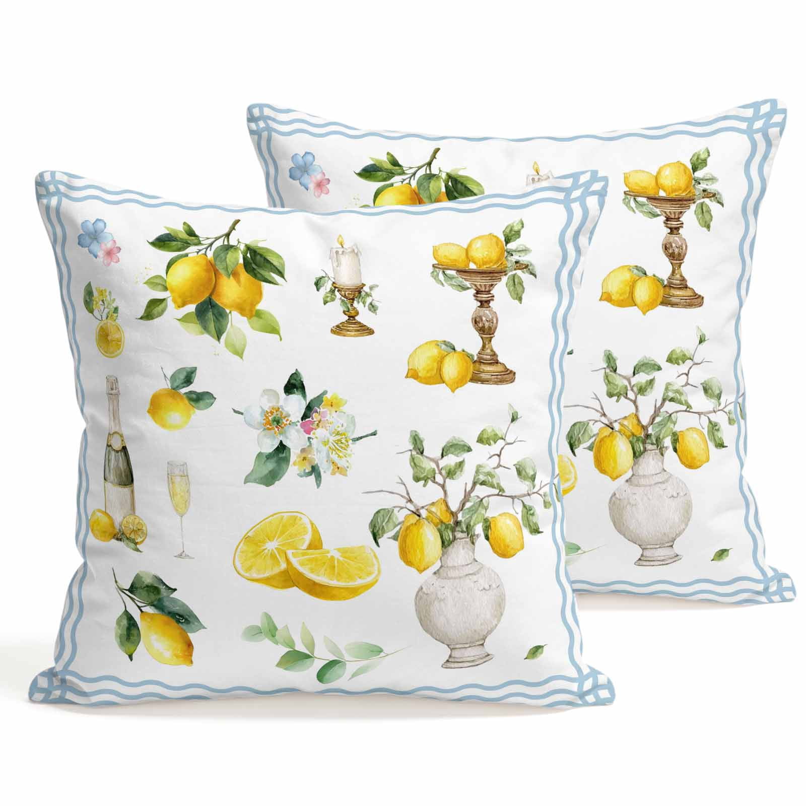 Boho Lemons Throw Pillow Covers 20 x 20 Inch Pillow Covers Set of 2 ...