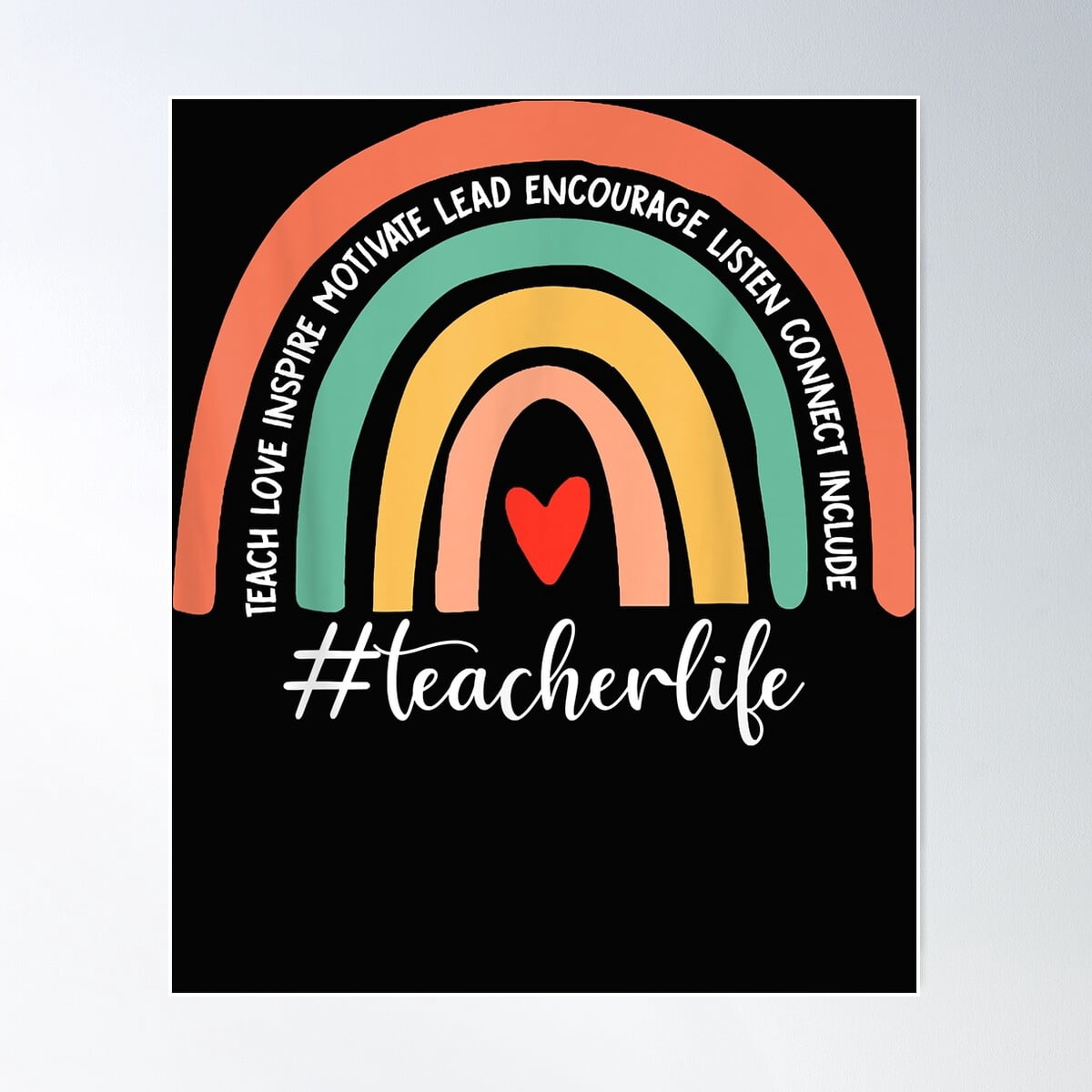Boho Leopard Rainbow Teacher Life Teach Love Inspire Poster Wall Art ...