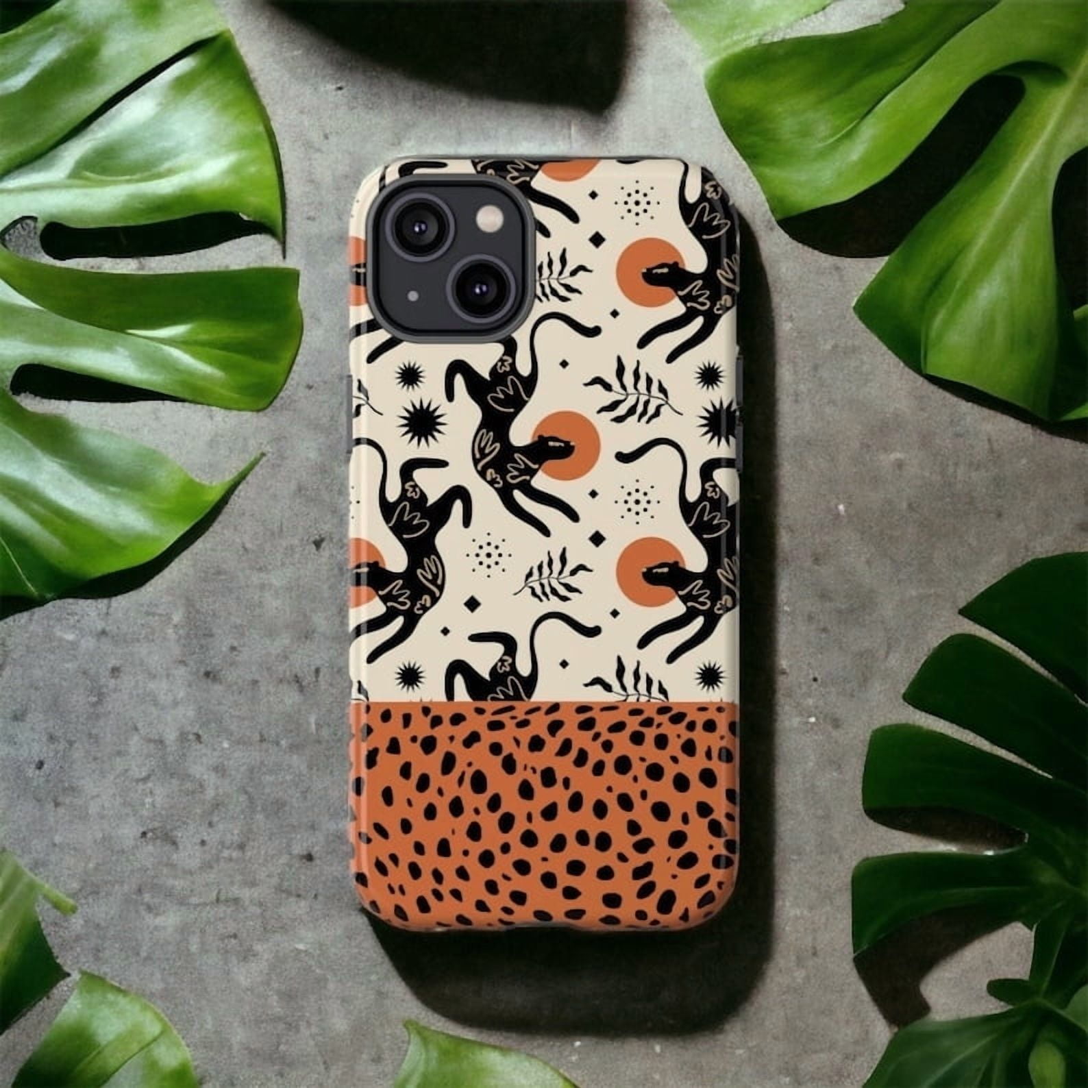 Boho Leopards Moonlight Phone Case Compatible with iPhone 11 to 16 Pro ...
