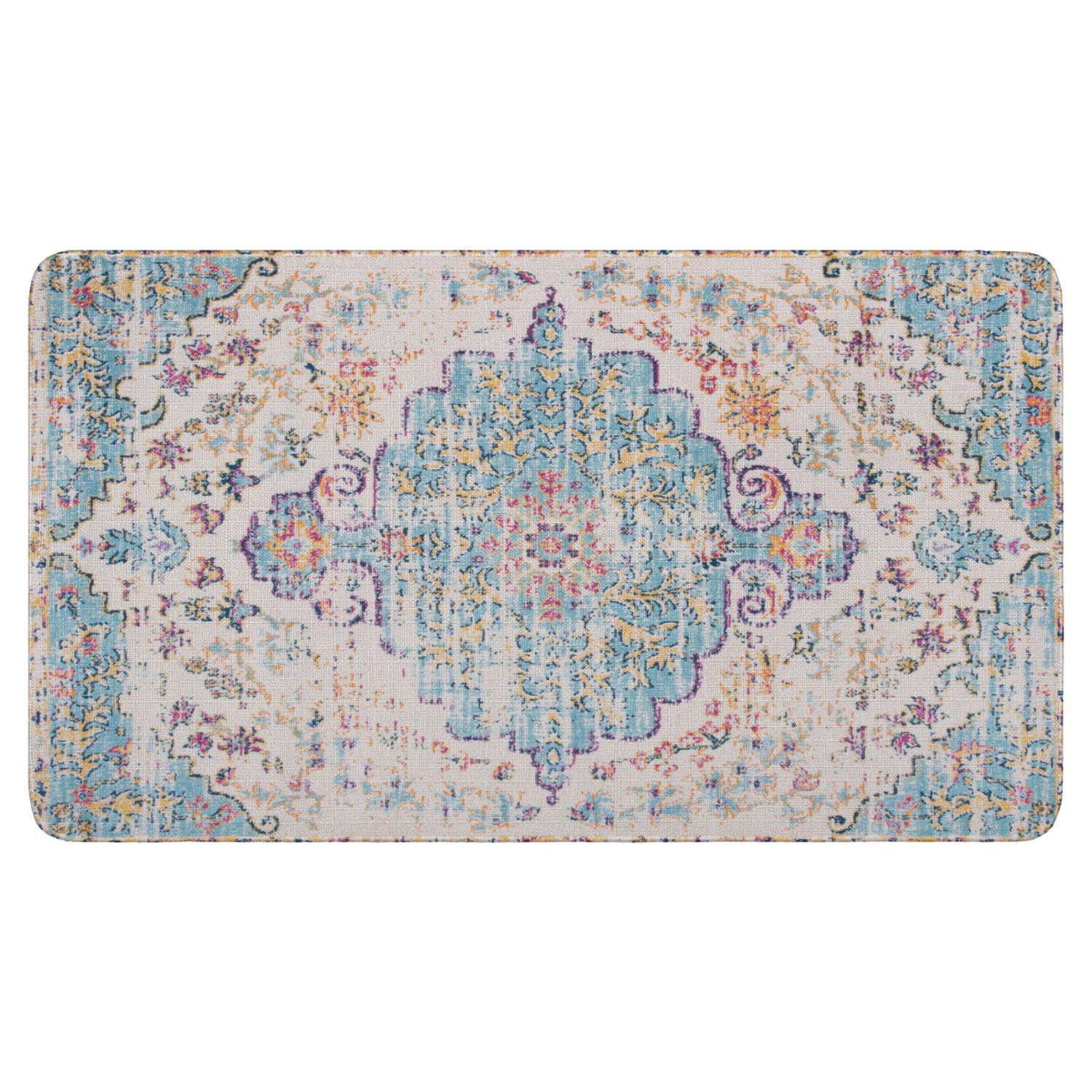 Boho Light Blue Country Rug with Vintage Pattern Door Mat 30 X 17 Inch ...