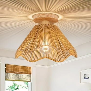 Boho Light Fixtures Ceiling Mount,Mini Rattan Chandelier Light Fixture ...