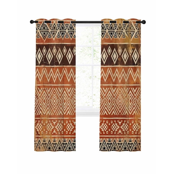 Boho Linear Blackout Curtains for Bedroom Living Room, Terracotta Brown ...