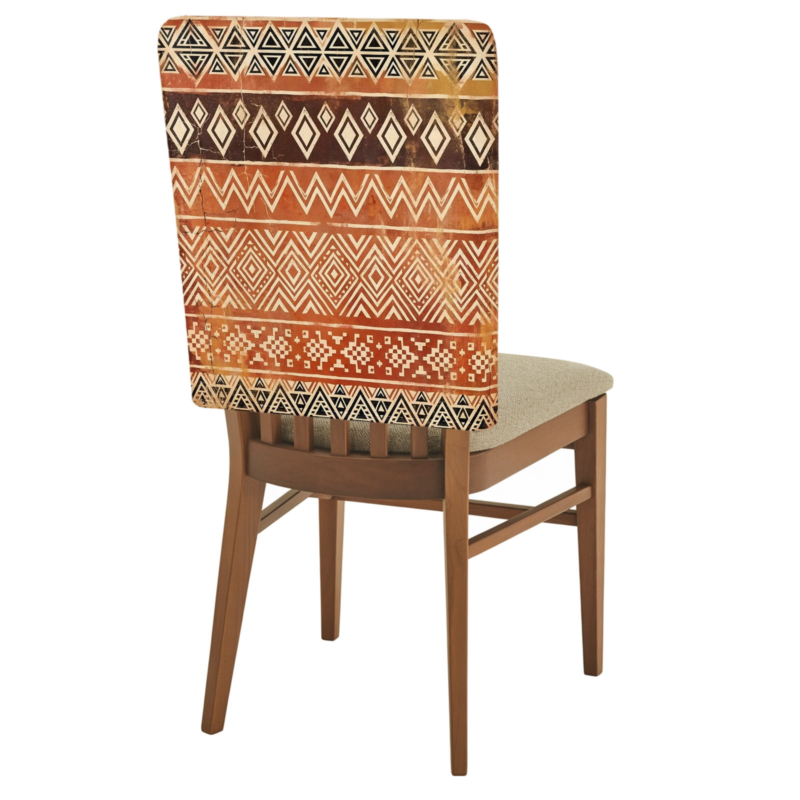 Boho Linear Chair Back Covers Set of 8, Terracotta Brown Native Rustic ...
