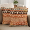 Boho Linear Pillow Covers Set of 2, Terracotta Brown Native Rustic ...