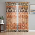 Boho Linear Sheer Curtains for Living Room Bedroom, Terracotta Brown ...