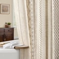 Boho Linen Blend Shower Curtain with Striped Print and Woven Center, 72 ...