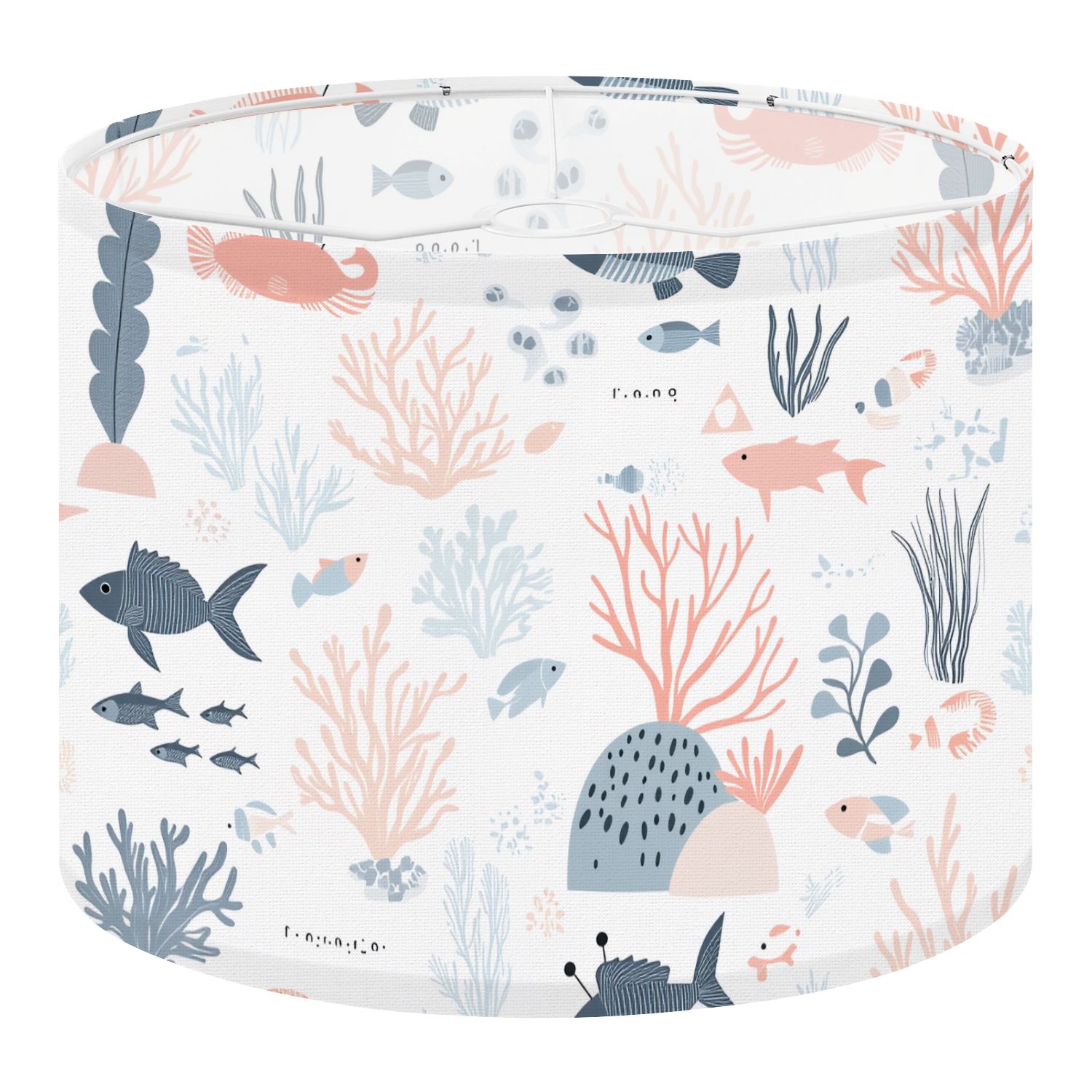 Boho Linen Drum Lampshades Marine life Coral reef Fish Crab Seaweed ...