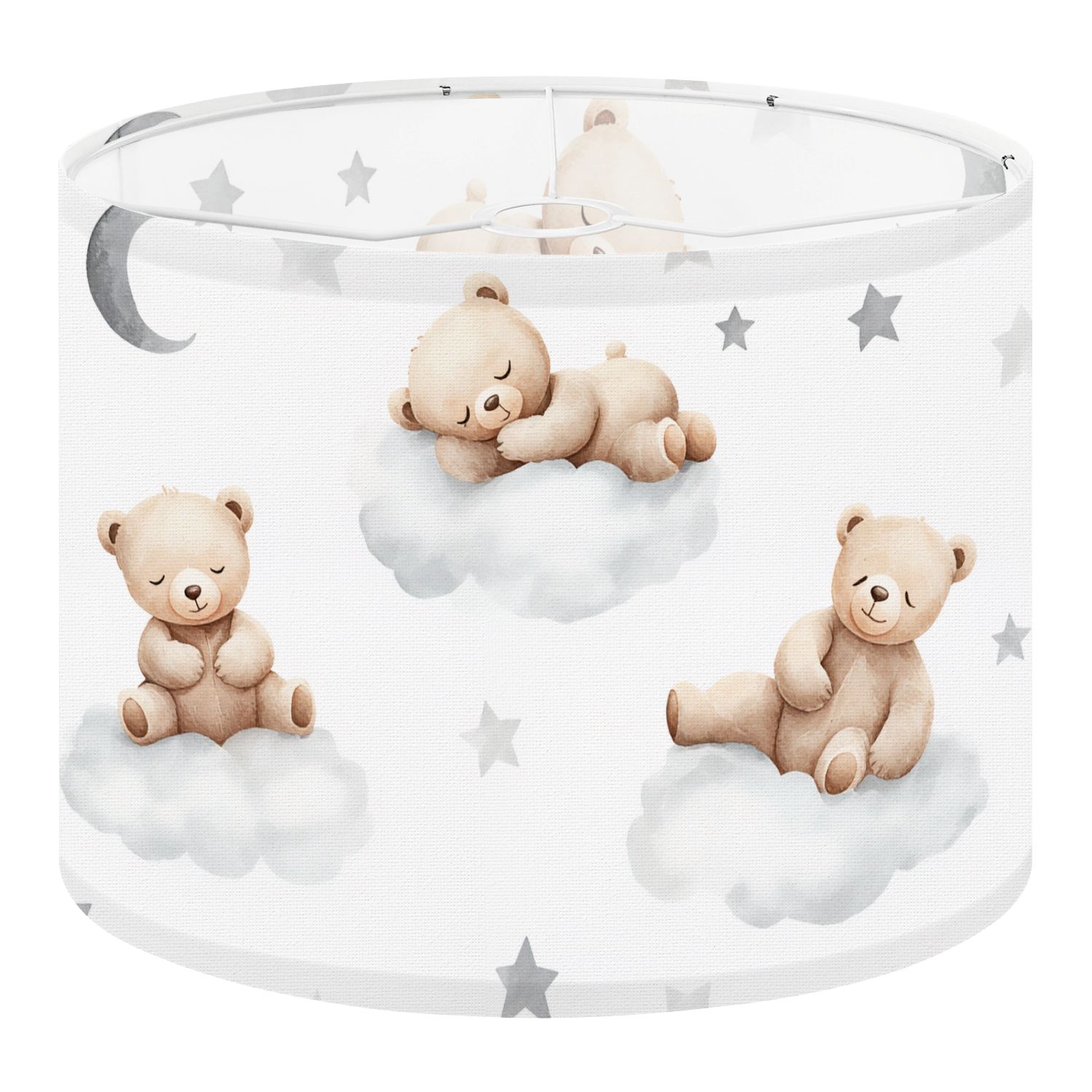 Boho Linen Drum Lampshades teddy bears clouds moon stars watercolor ...
