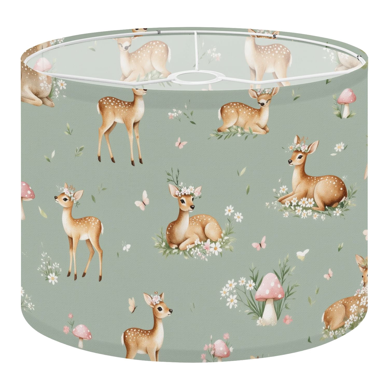 Boho Linen Drum Lampshades watercolor fawn forest animals for baby 13 ...
