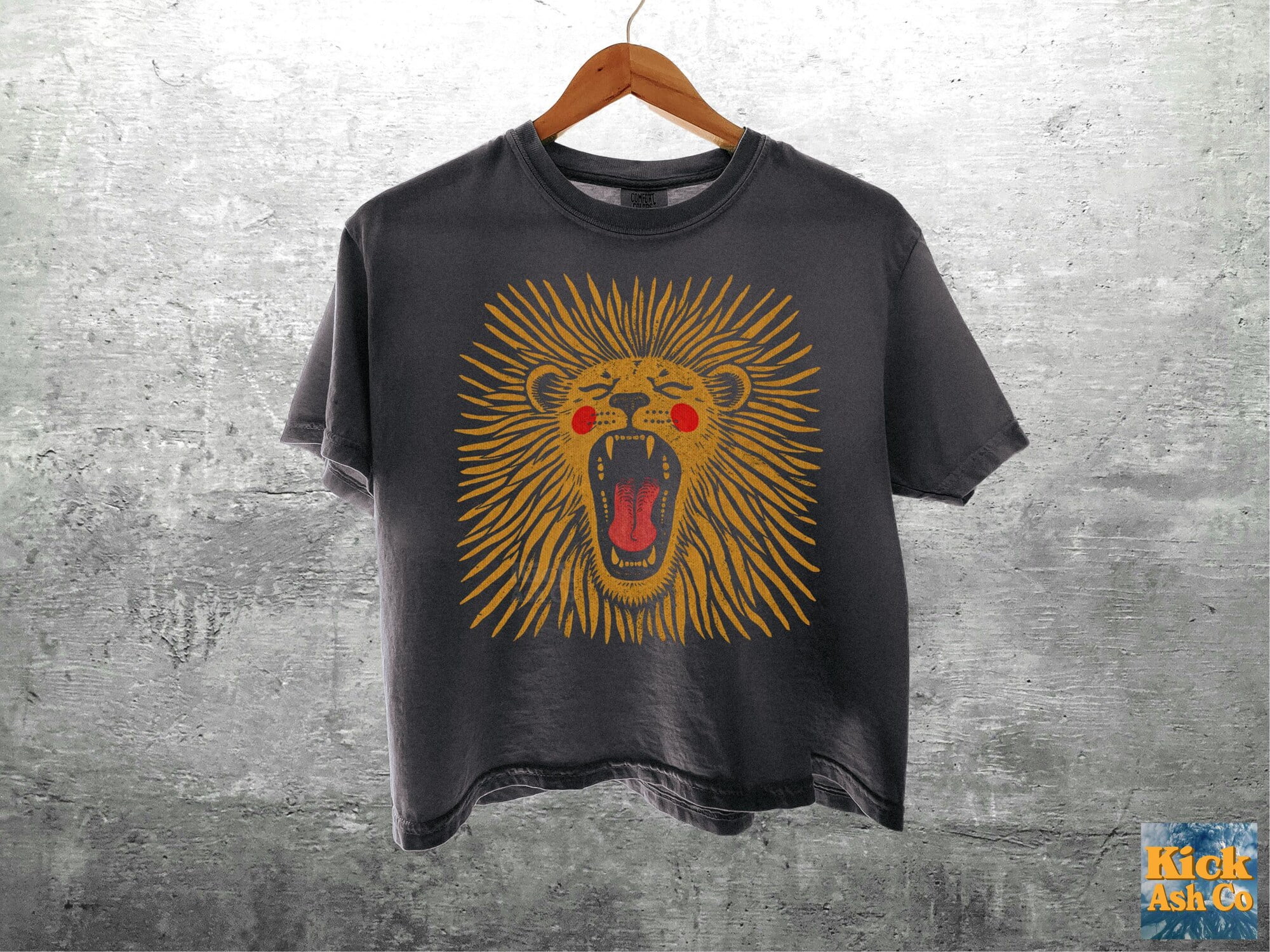 Boho Lion Crop Top Boxy Tee 3023CL Tshirt Womens Unisex - Walmart.com