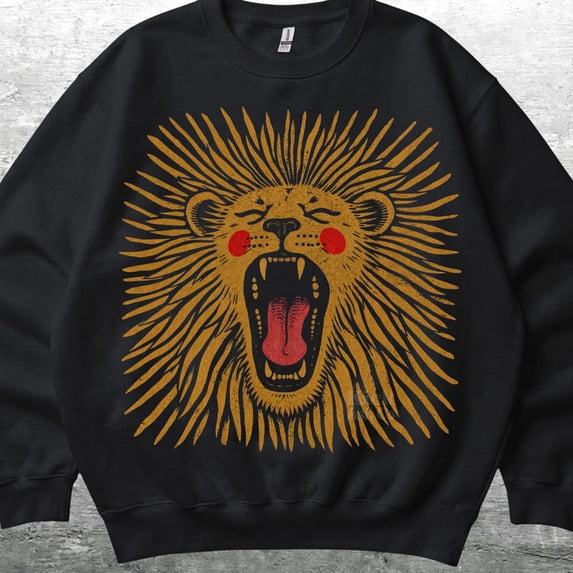 Boho Lion TShirt Womens Mens Unisex Gildan 18000 Crewneck - Walmart.com