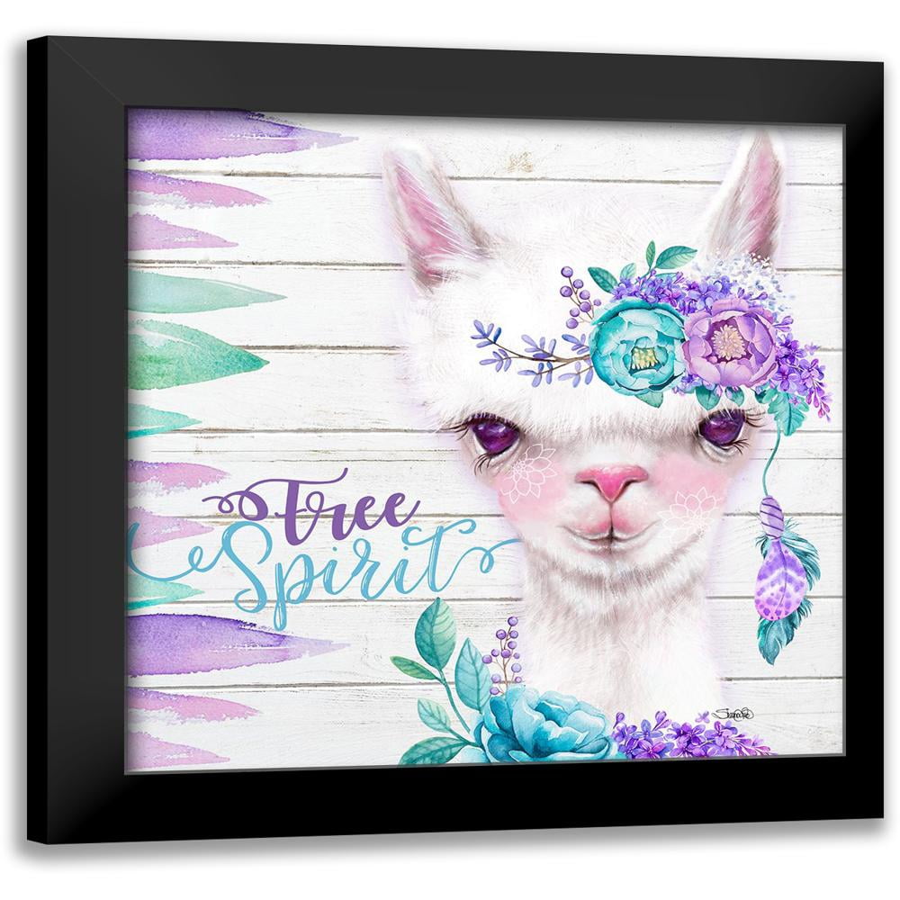 Boho Llama Free Spirit 15x15 Black Modern Framed Museum Art Print ...