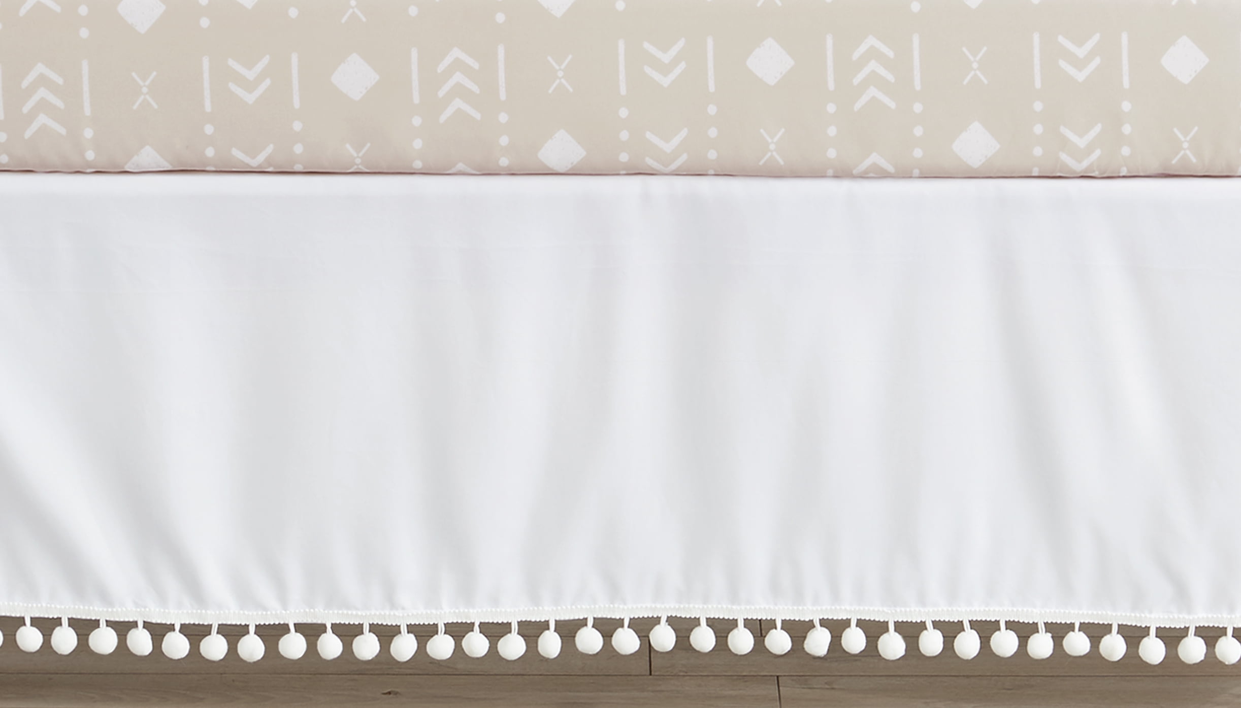 Boho Llama White Pom Pom Dust Ruffle Crib Skirt by Sweet Jojo Designs ...