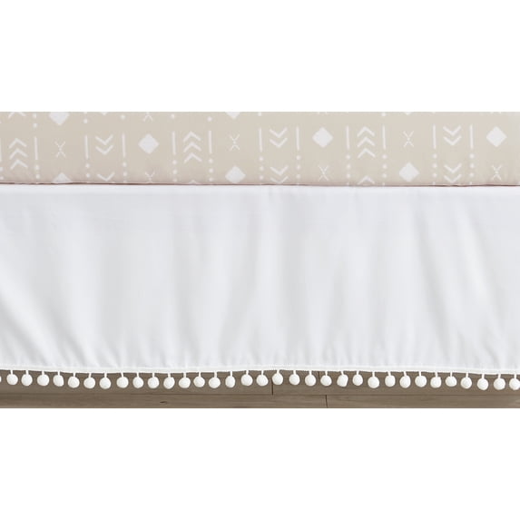 Boho Llama White Pom Pom Dust Ruffle Crib Skirt by Sweet Jojo Designs ...