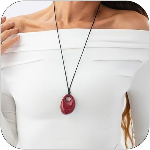 Boho Long Leather Cord Bean Pendant Necklaces for Women Chunky Long ...