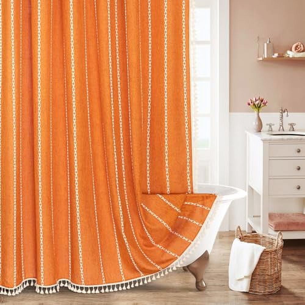 Boho Long Shower Curtain 72 x 78, Orange Farmhouse 78 inch Long ...