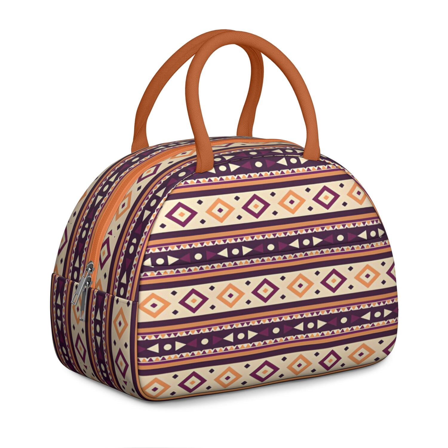 Boho Lunch Box for Women, Ethnic Vintage Style Insulated Tote with ...
