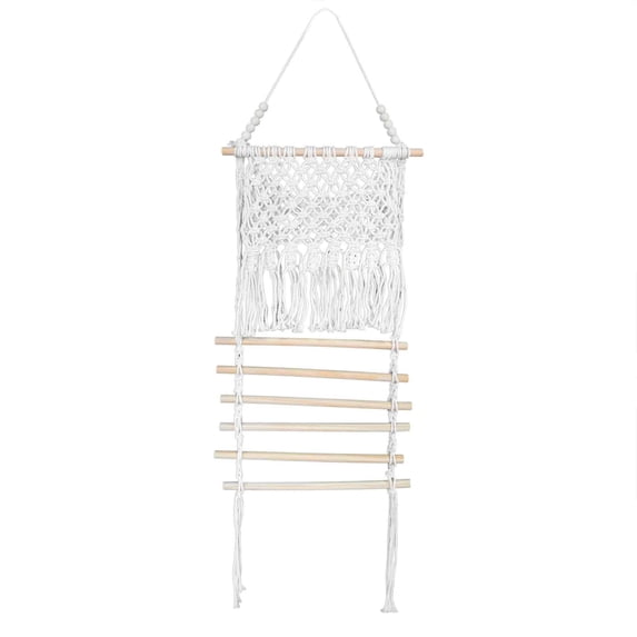 Boho Macrame Hair Clip Storage Net - Wall-Mounted Organizer for ...