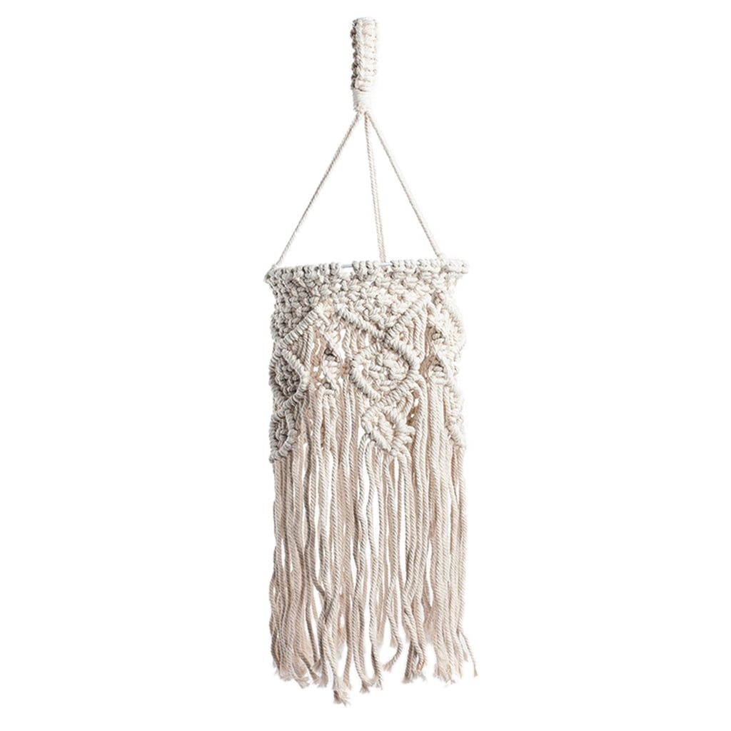 Boho Macrame Lantern Lamp Shade Hanging Cotton Rope Pendant Light Cover Nursery Home Decor ...