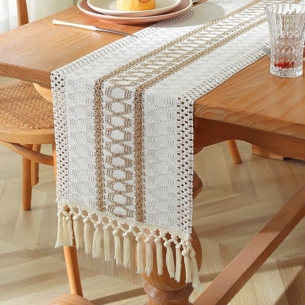 Boho Macrame Table Runner Long Table Runner with Tassels for Farmhouse ...