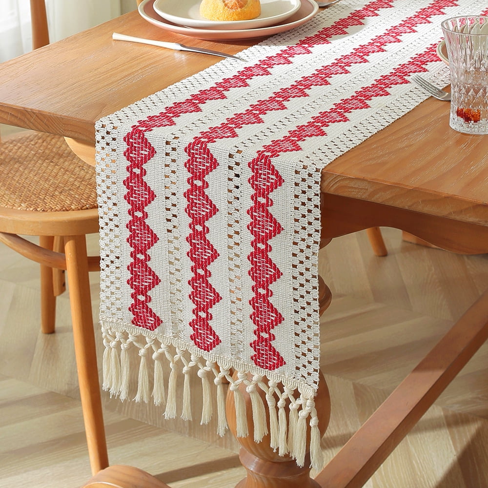 Boho Macrame Table Runner Long Table Runner with Tassels for Farmhouse ...