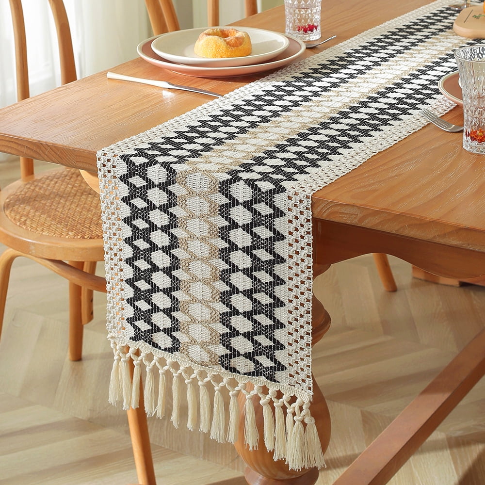 Boho Macrame Table Runner Long Table Runner with Tassels for Farmhouse ...