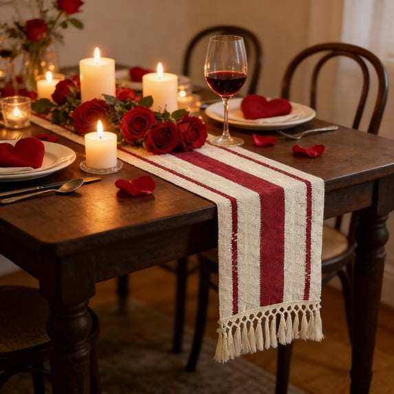 Boho Macrame Table Runner with Tassels, Woven Lace Table Runner for ...