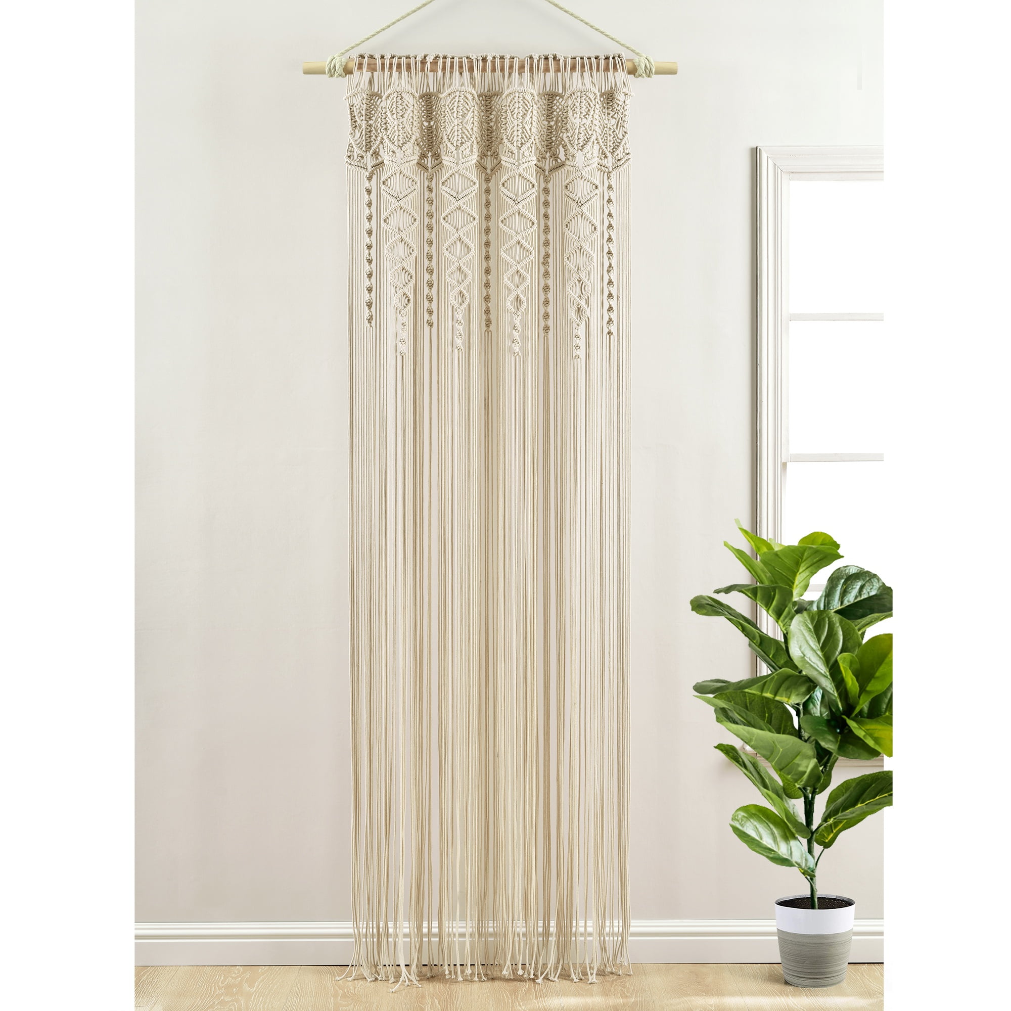Boho Macrame Textured Room Divider - Light Filtering Bohemian Window ...