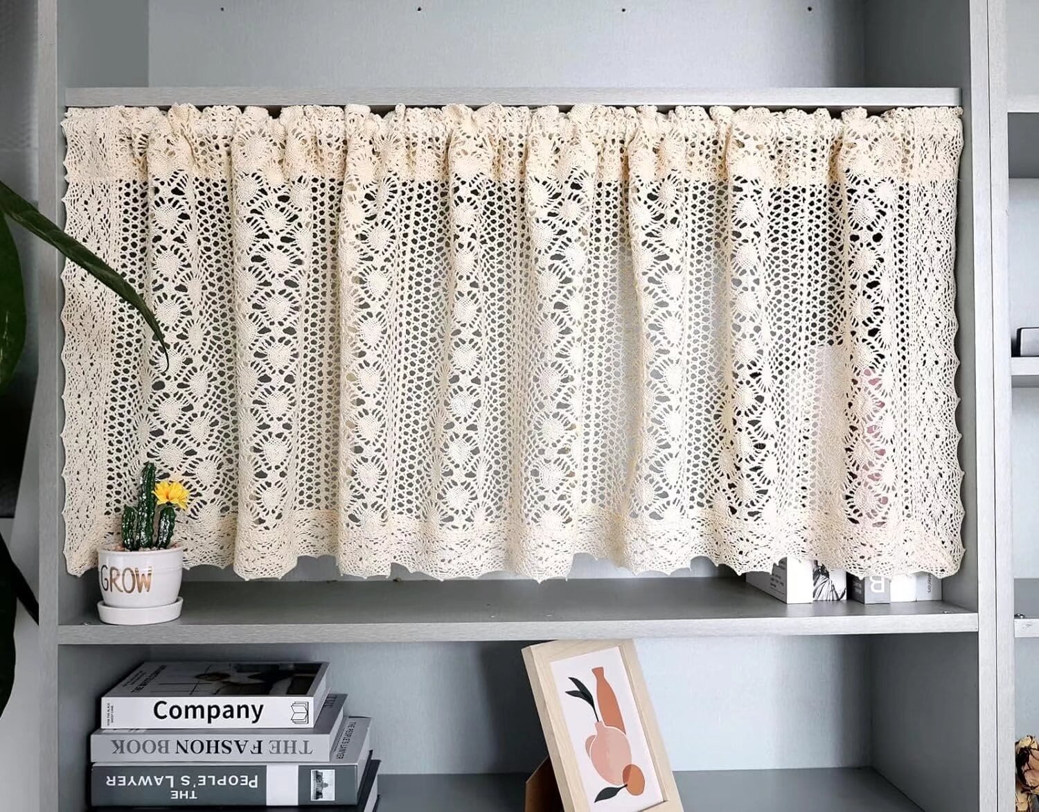 Boho Macrame Valance for Window Cotton Crochet Kitchen Curtain with ...
