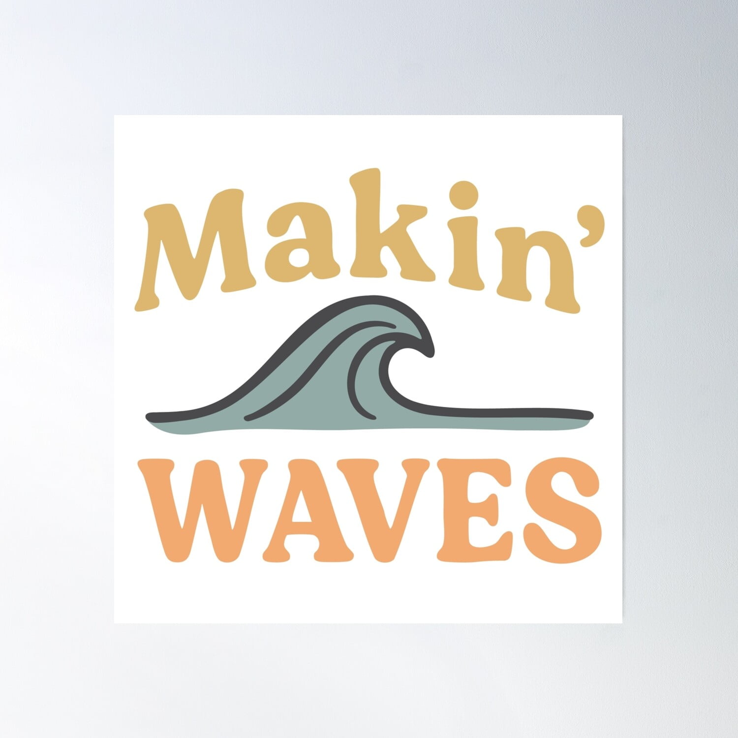 Boho Makin' Waves Retro Beach Quote | Summer Surf Ocean Aesthetic Design Poster Wall Art, Modern ...