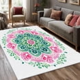 Boho Mandala Area Rugs, Watercolor Floral Pattern Carpet, Washable Non ...