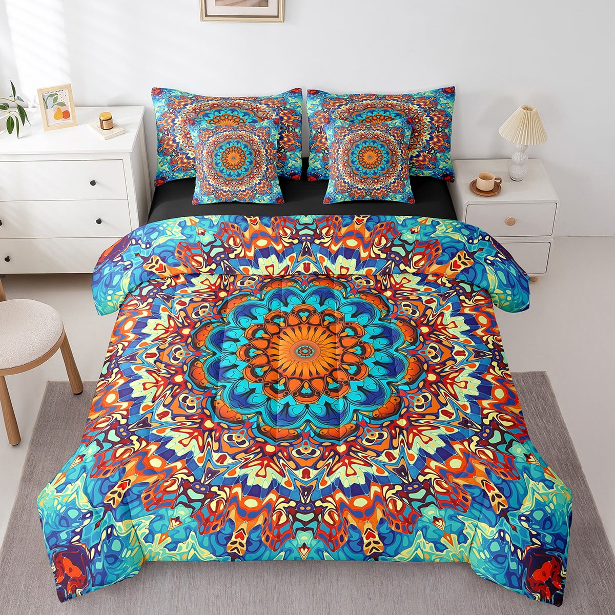 Boho Mandala Comforter Set Persian Vintage Bedding Comforter Sets 7pcs ...