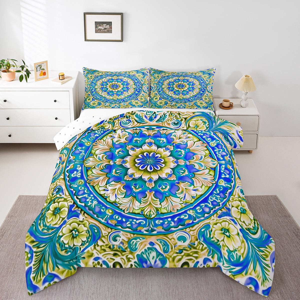 Boho Mandala Comforter Set,Exotic Paisley Bedding Comforter Sets ...