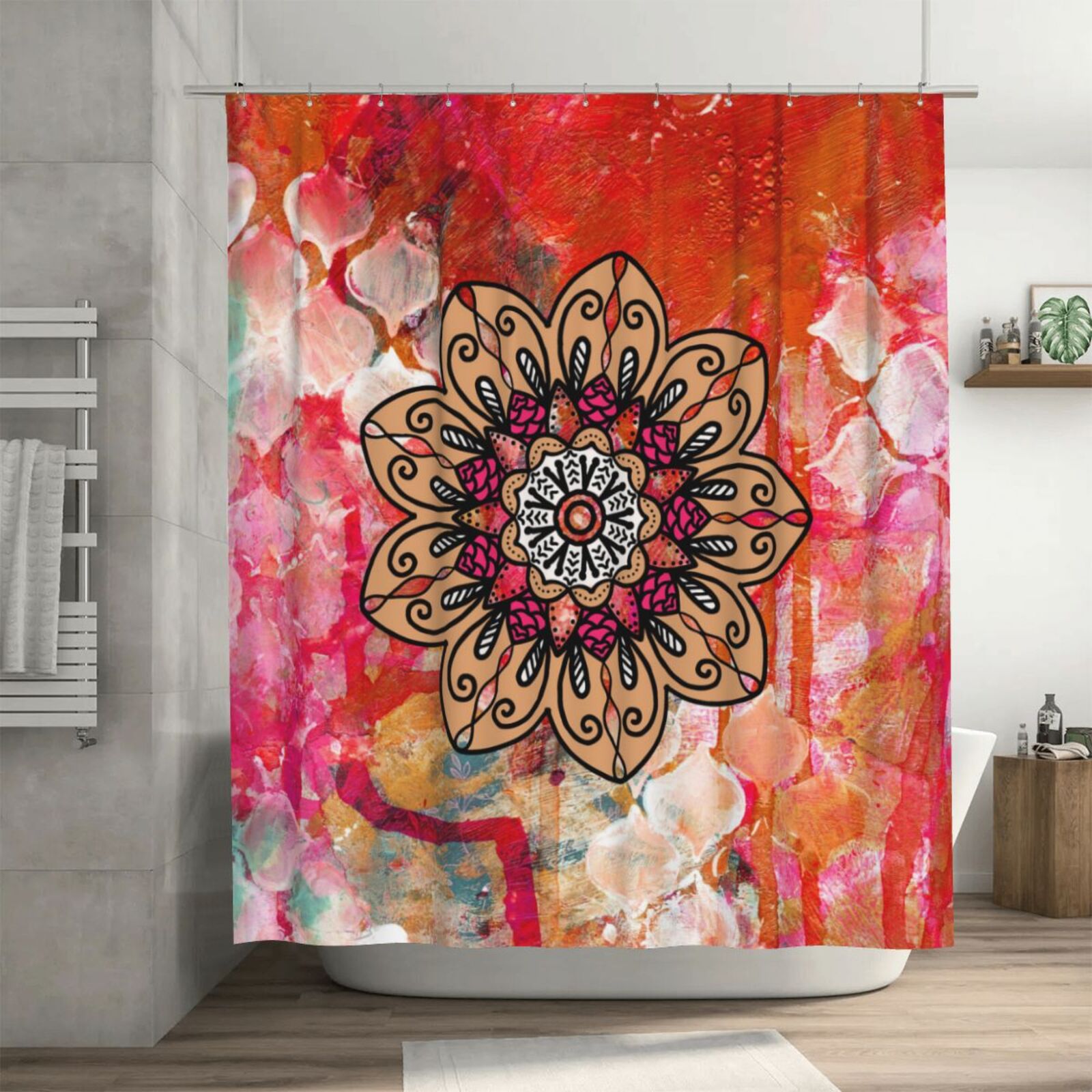 Boho Mandala Ethnic Style Pattern Shower Curtain, Bohemian Waterproof Bath Curtains for Bathroom ...