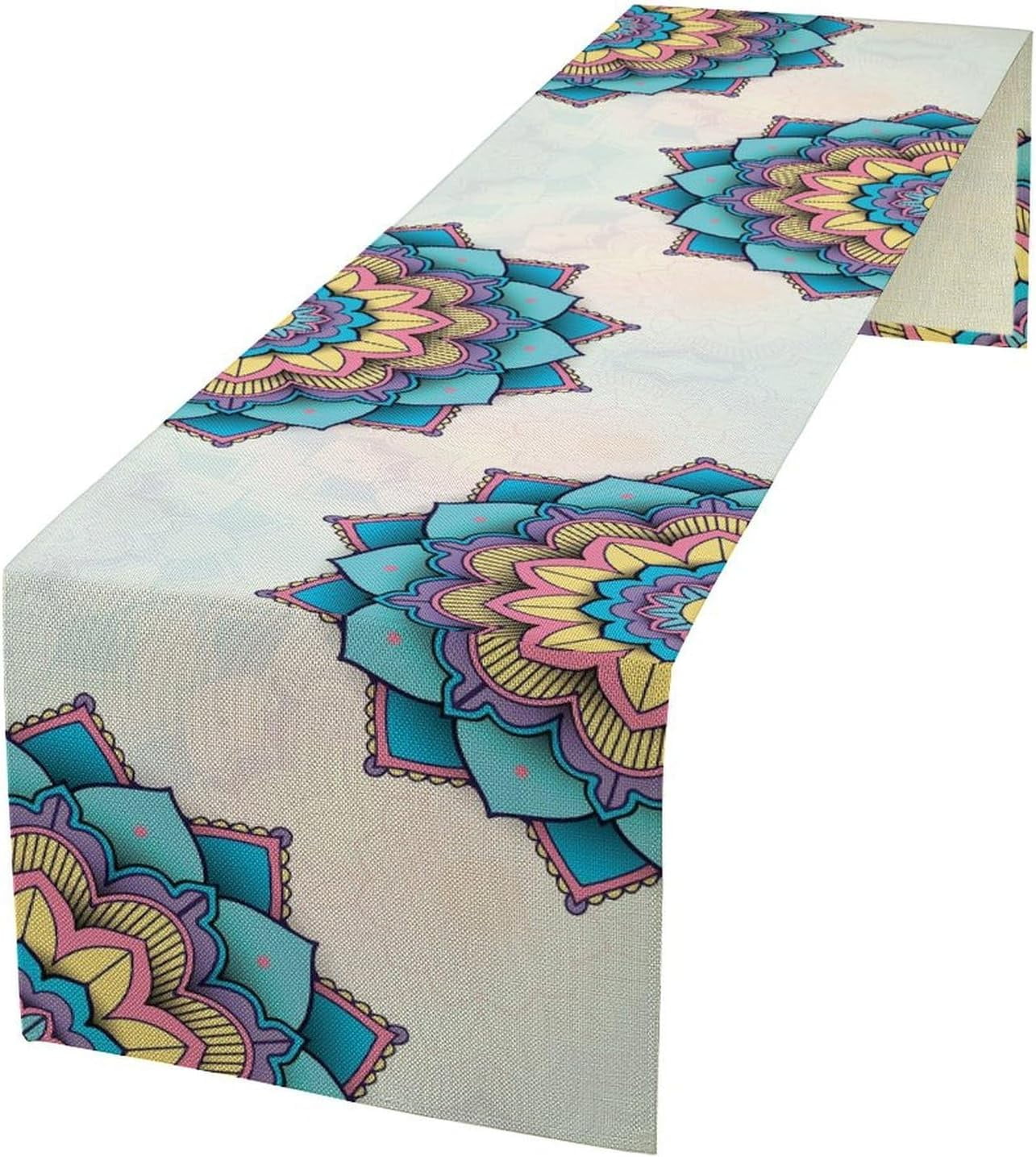 Boho Mandala Flower Table Runner Luxury Abstract Tribal Ethnic Golden ...