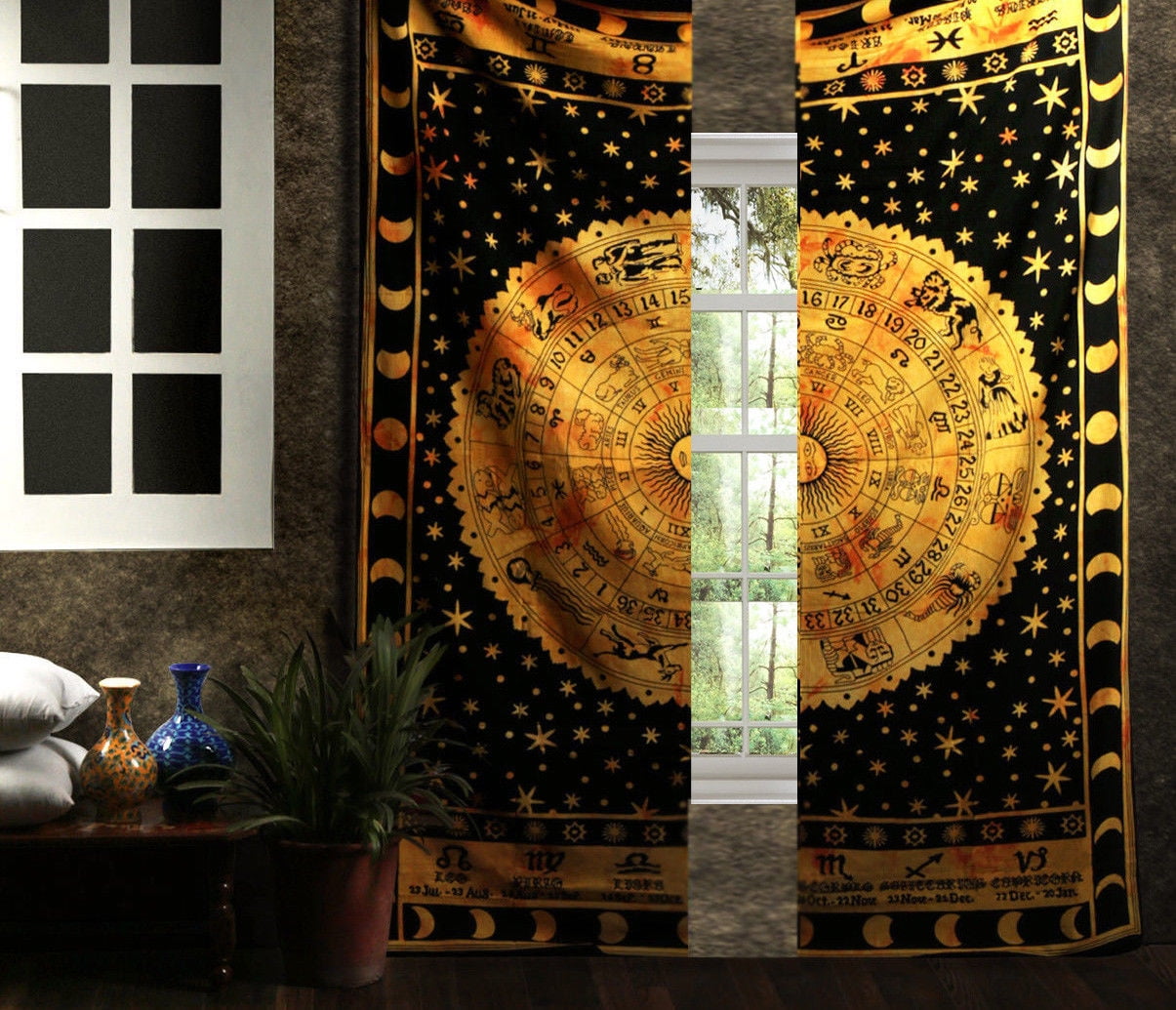 Boho Mandala Hippie Curtain Bohemian Gypsy Hippie Zodiac Retro Shower Curtain for Woman Zodiac ...