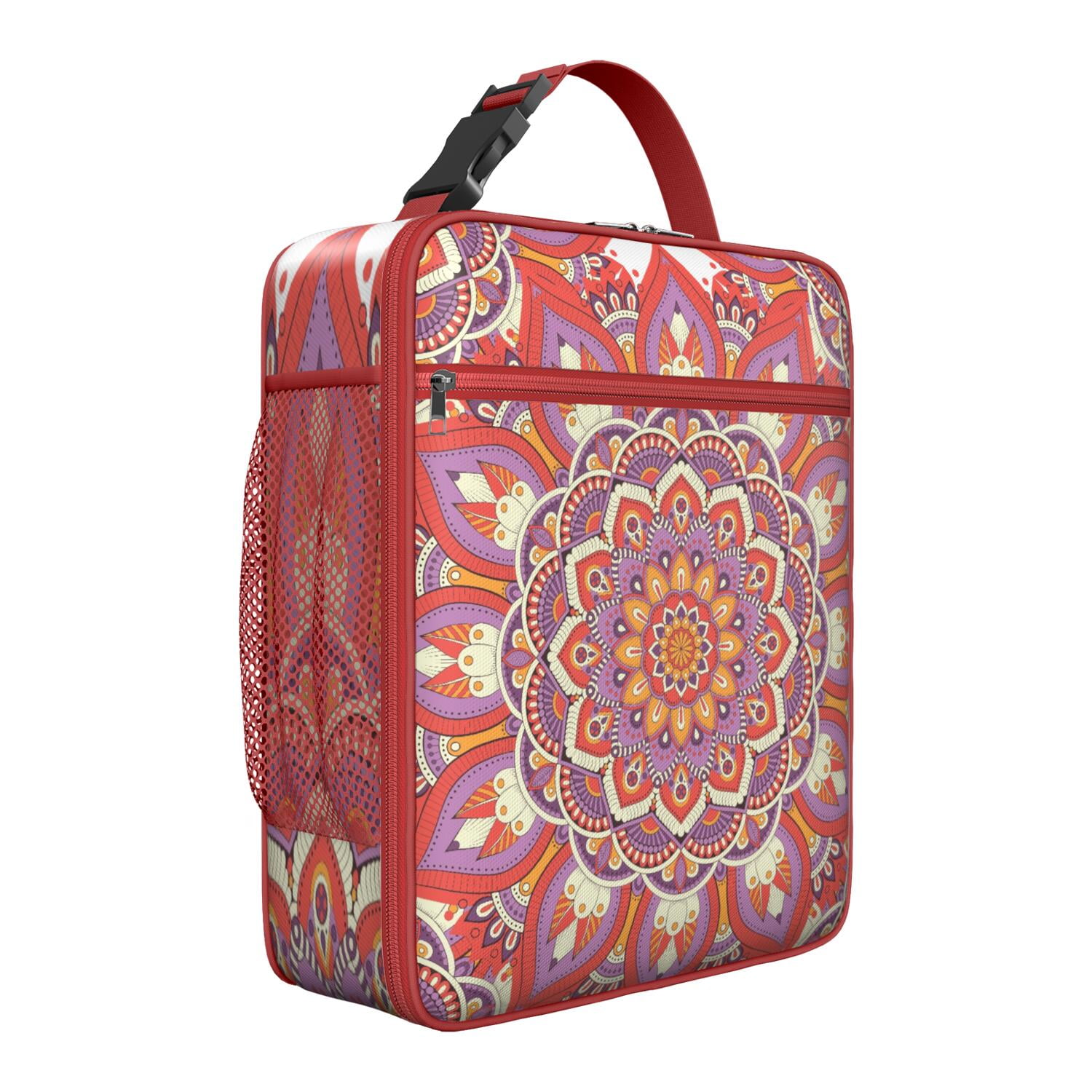 Boho Mandala Insulated Lunch Tote – Vintage Folk Art Pattern Thermal ...
