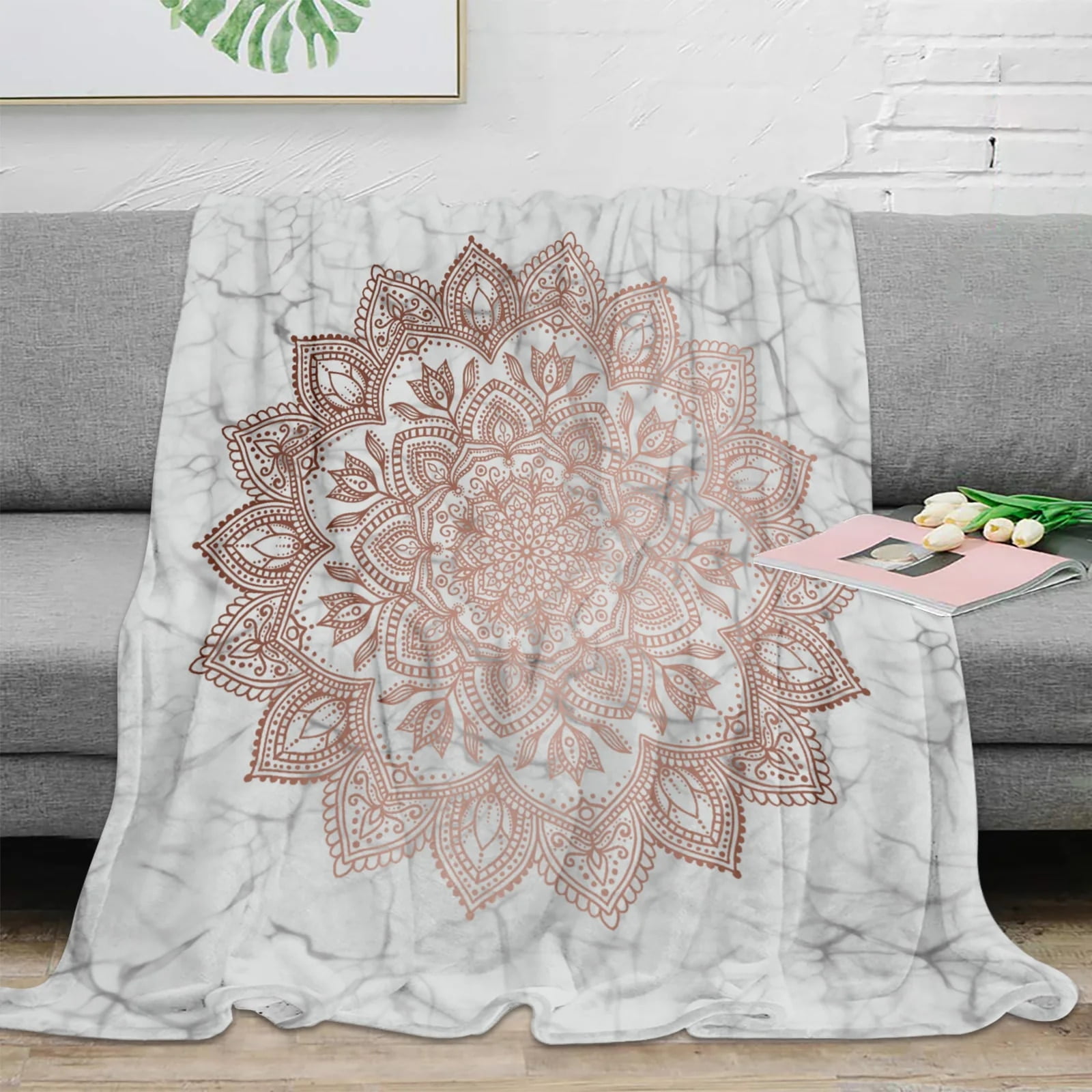 Boho Mandala Marble Flannel Blanket Warm Soft Sofa Blanket Winter Sheet ...