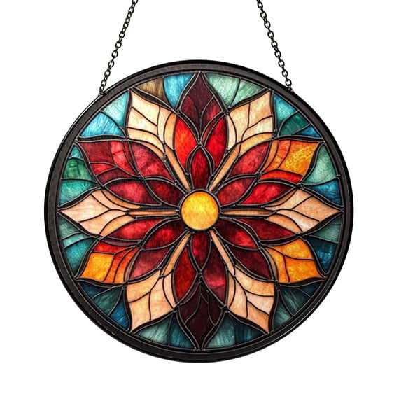 Boho Mandala Pattern Stained Glass Style Window Hanging, Decorative ...