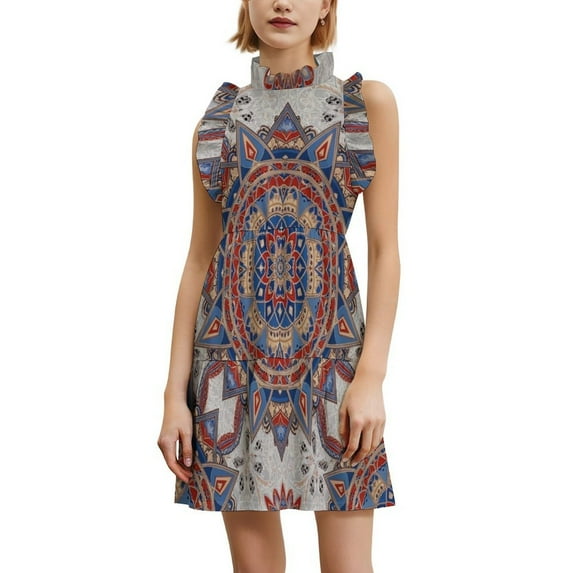 Boho Mandala Print Design Women's Fashion Casual Dress Summer Stand Up ...