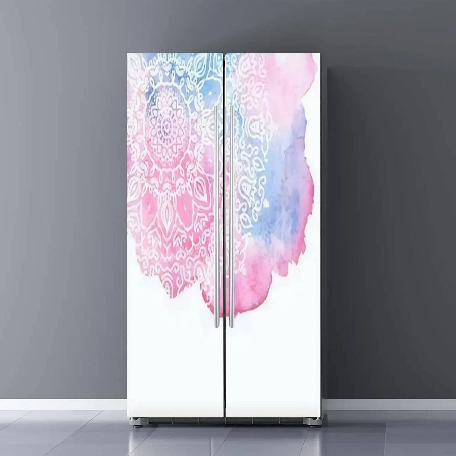 Boho Mandala Refrigerator Sticker Self Adhesive Bohemian Floral Fridge ...