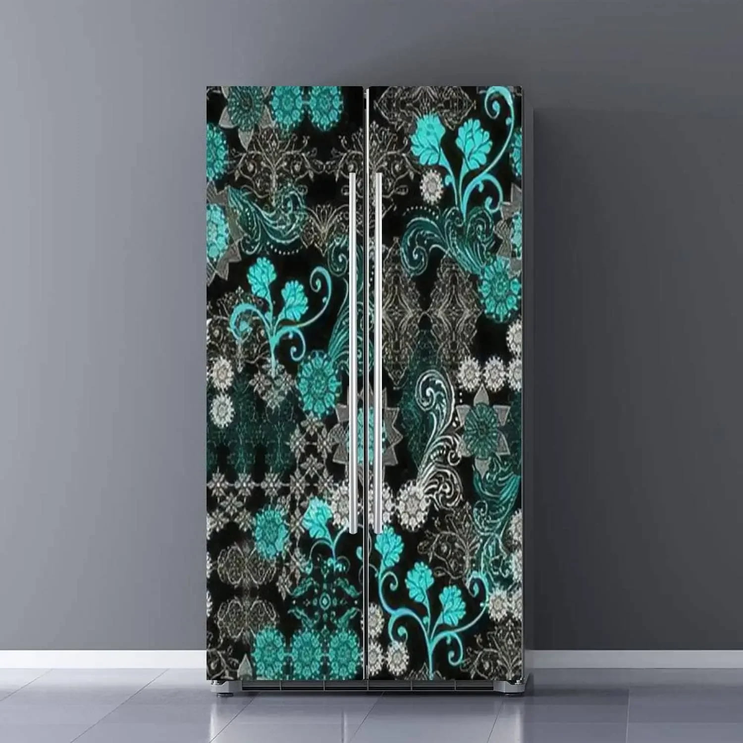 Boho Mandala Refrigerator Sticker Self Adhesive Bohemian Floral Fridge ...
