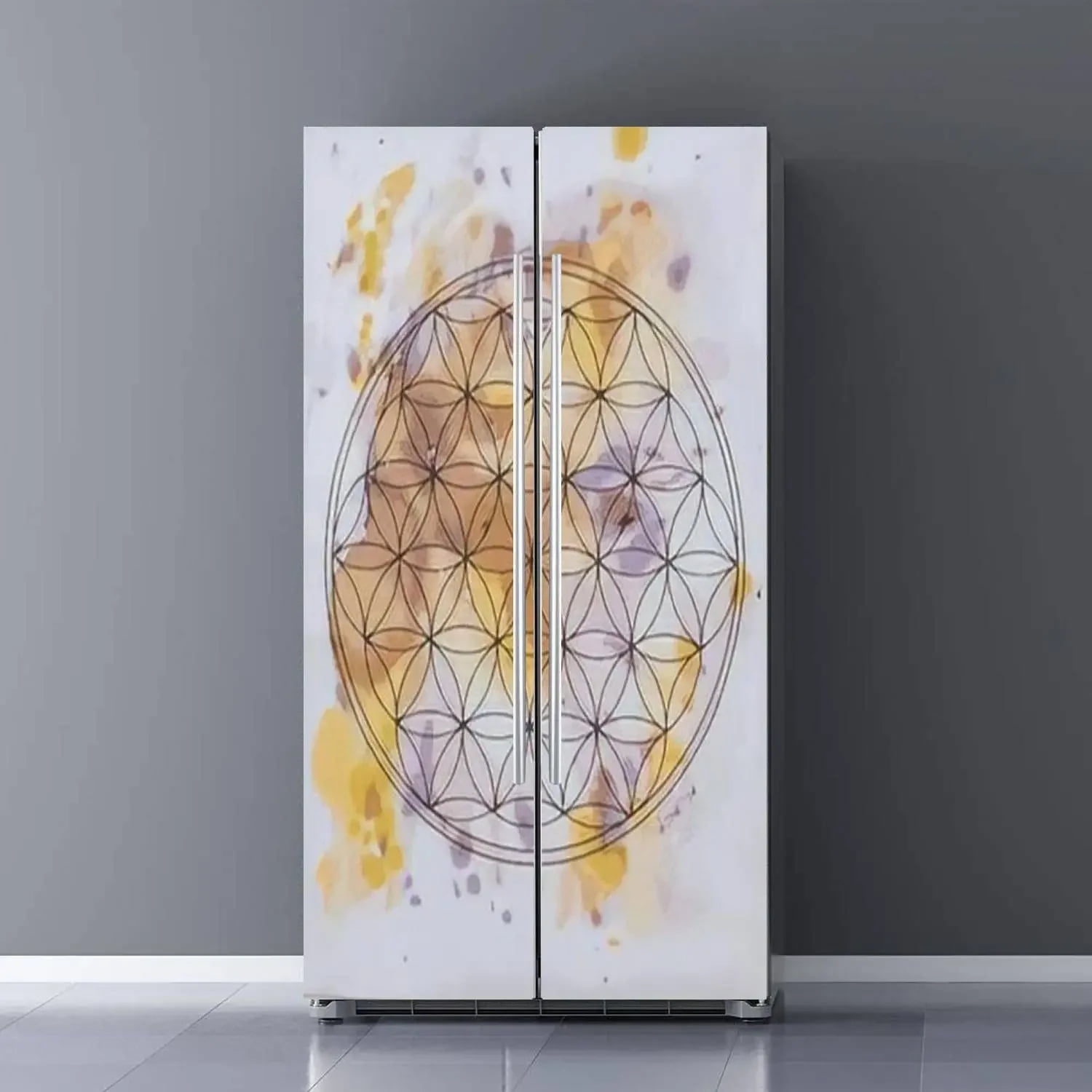 Boho Mandala Refrigerator Sticker Self Adhesive Bohemian Floral Fridge ...
