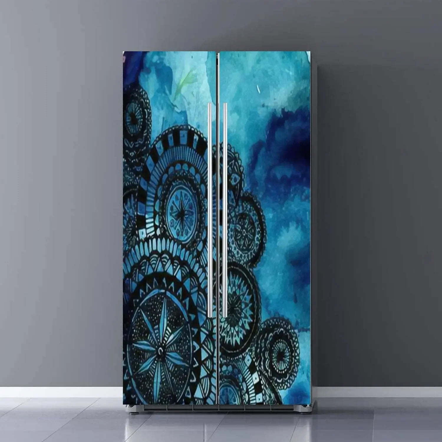 Boho Mandala Refrigerator Sticker Self Adhesive Bohemian Floral Fridge ...