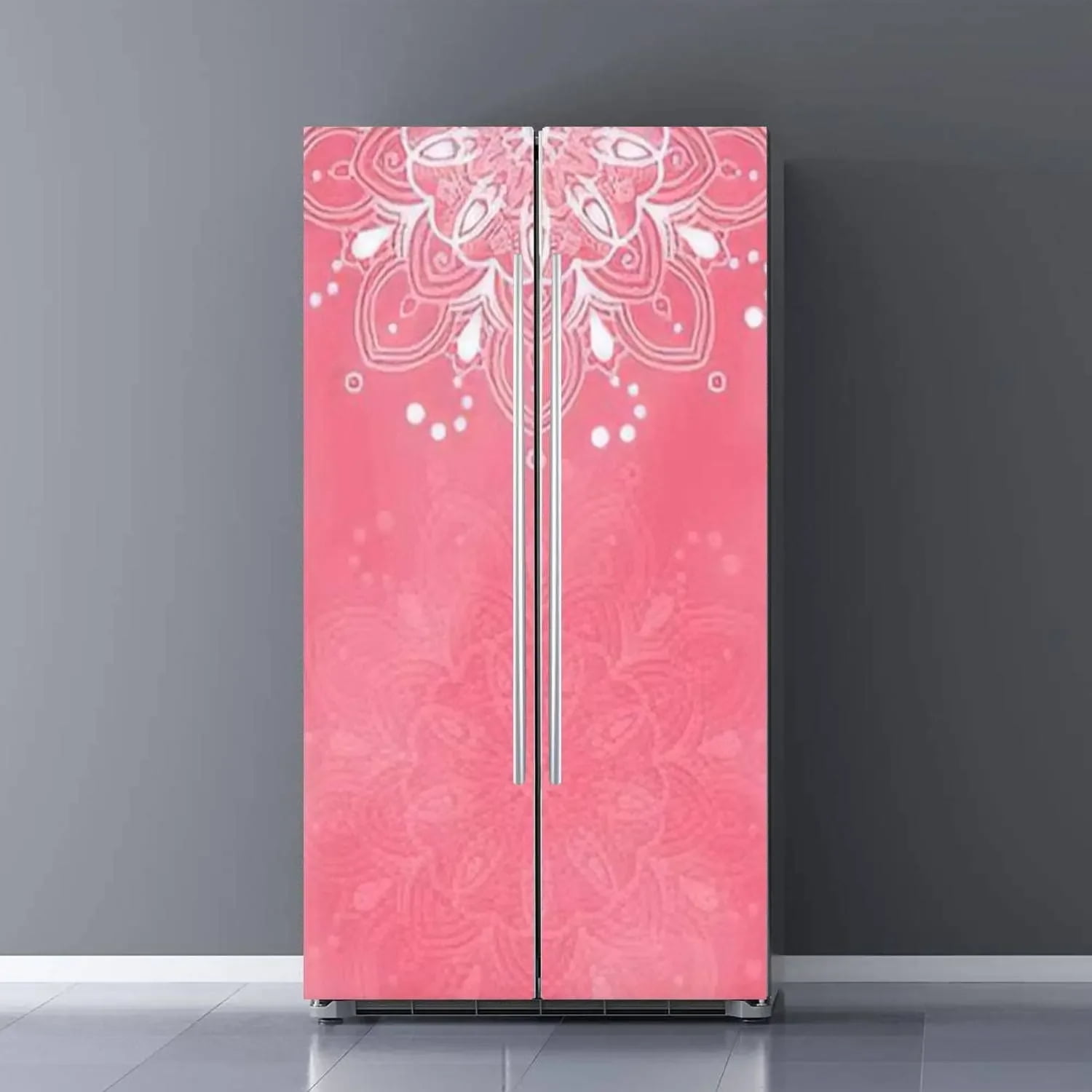 Boho Mandala Refrigerator Sticker Self Adhesive Bohemian Floral Fridge ...