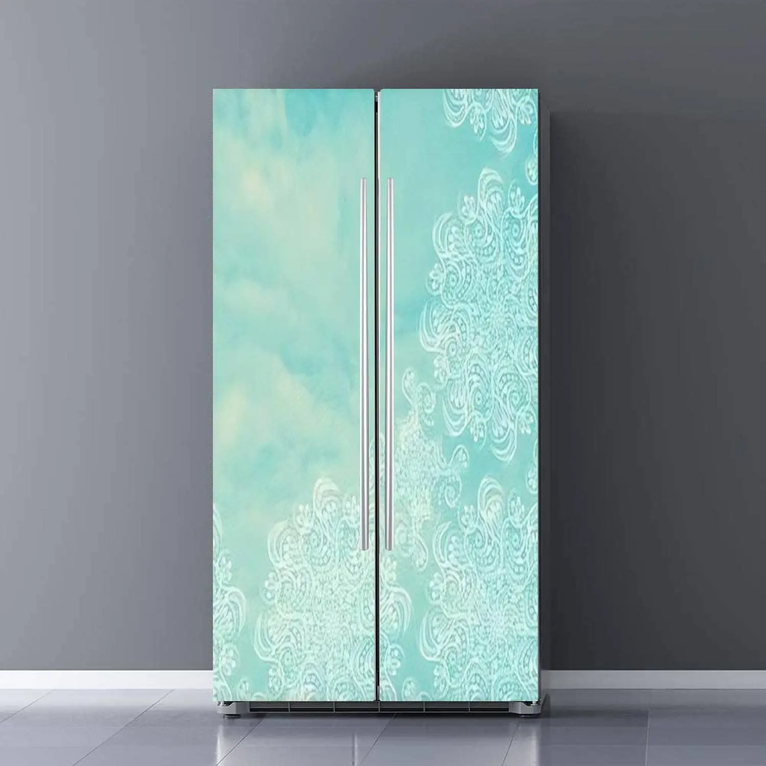 Boho Mandala Refrigerator Wrap Self Adhesive Bohemian Floral Fridge ...